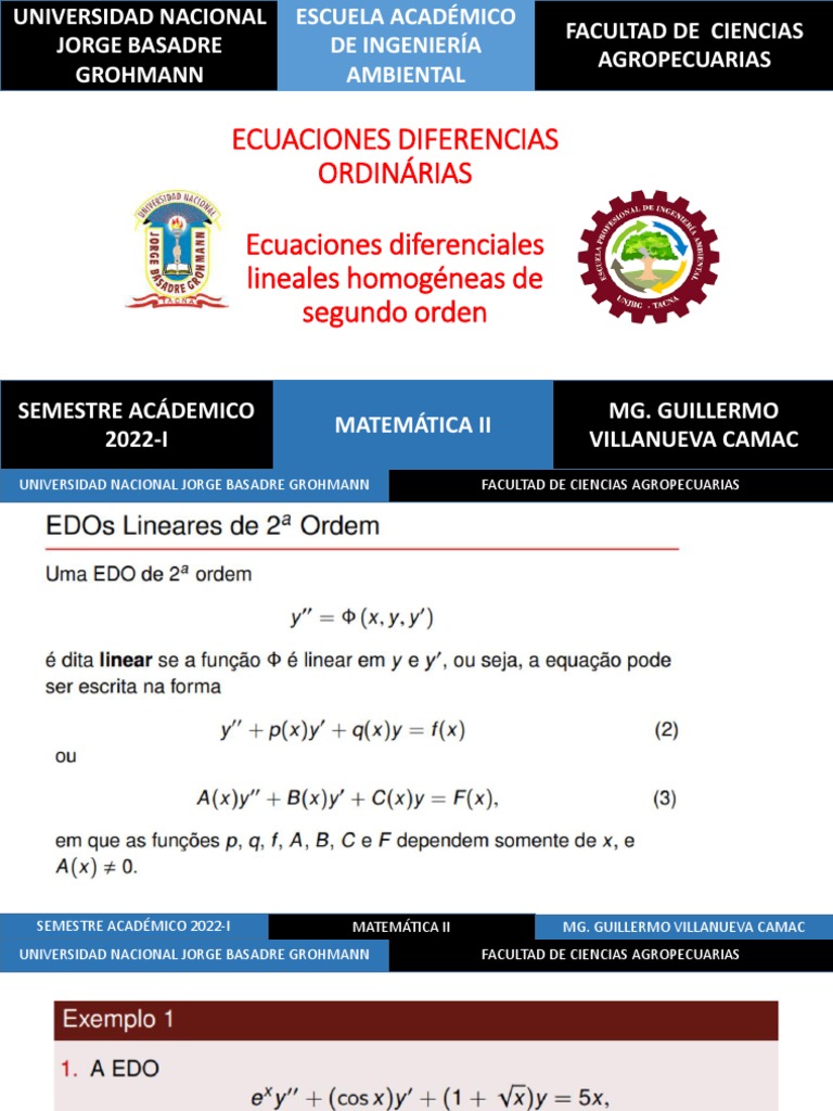 Edo - Homogeneas de Segundo Orden | PDF | Calculo diferencial | Ecuaciones diferenciales