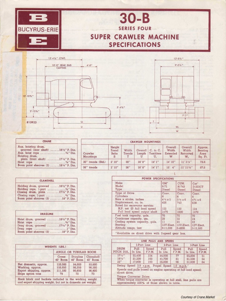 30-B Bucyrus-Erie-Crawler-Cranes-Spec-20b458 | PDF