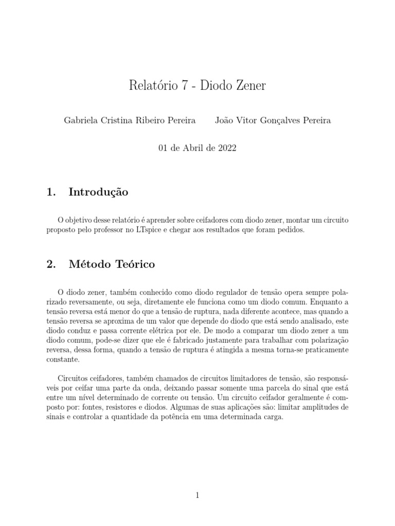Relat Rio 7 Eletr Nica 1 | PDF | Diodo | Rede elétrica
