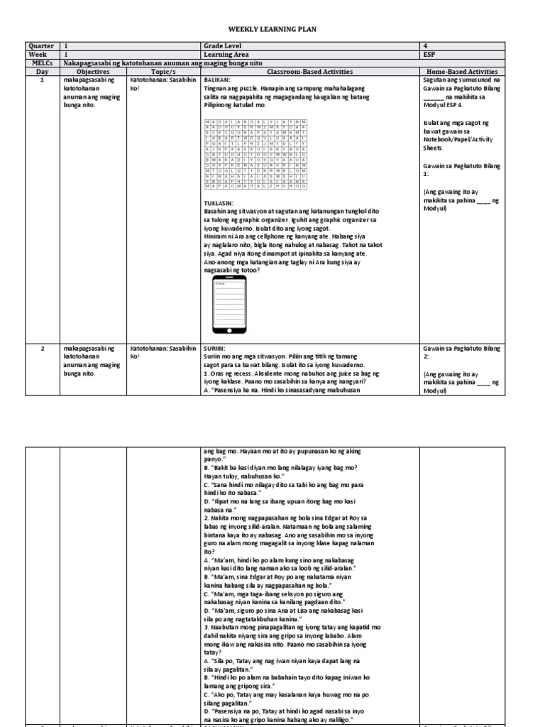 WLP - Esp 4 - Q1 - W1 | PDF