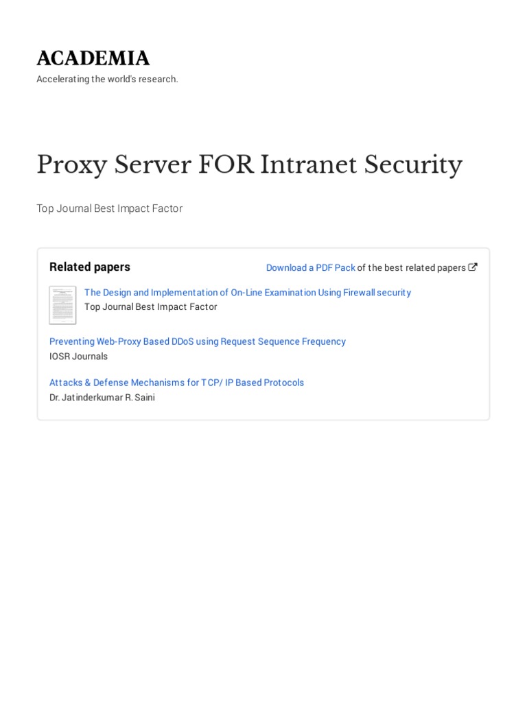 2 Proxy Server FOR Intranet Security | PDF | Proxy Server | Hypertext Transfer Protocol