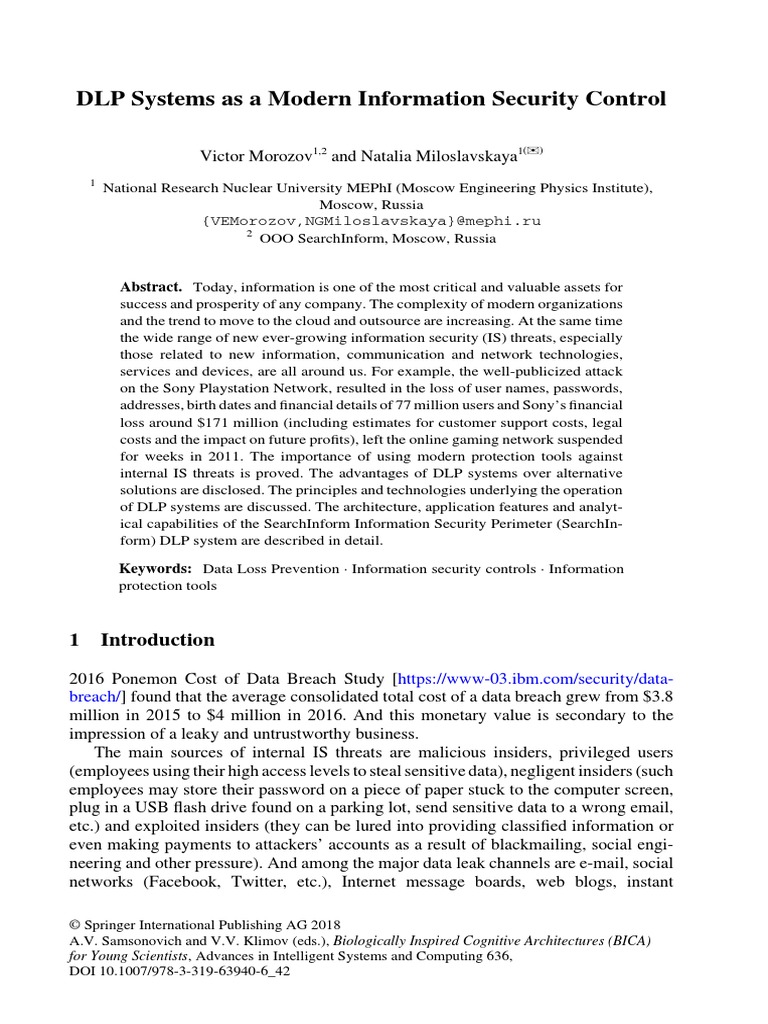 3 DLP Systems As A Modern Information Security Control | PDF | Computer ...