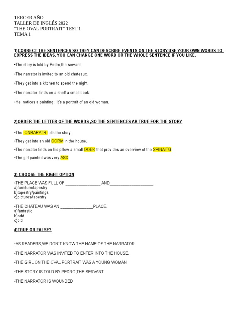 THE OVAL PORTRAIT TEST | PDF
