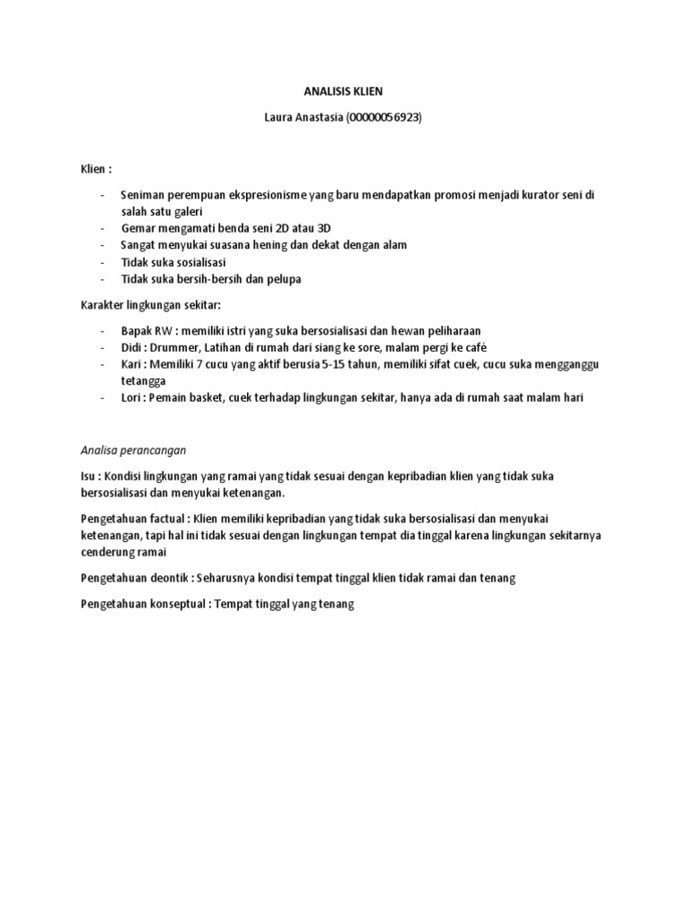 AR103 T Tahap 1 A Laura Anastasia Program Ruang | PDF