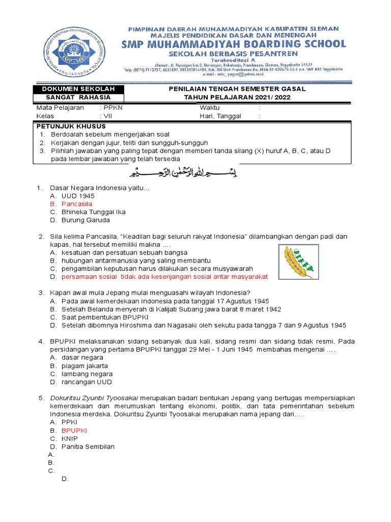 PPKN PTS Kelas 7 | PDF