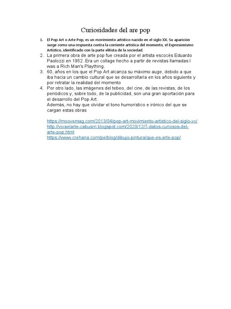 Curiosidades Del Arte Pop | PDF