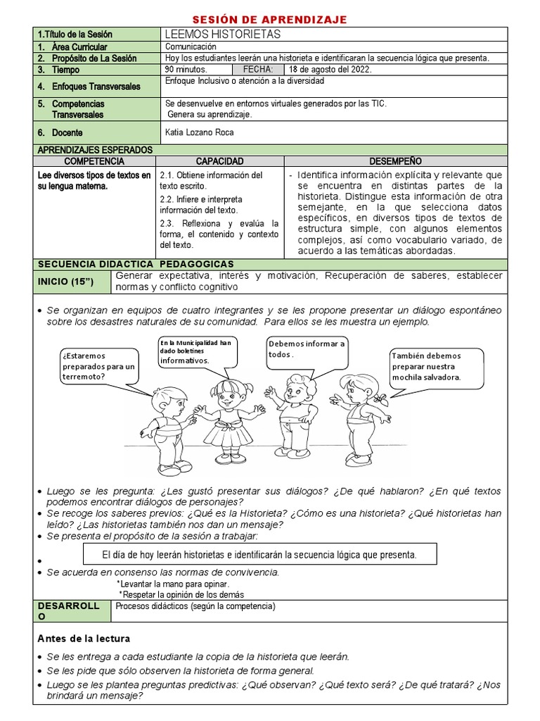 Sesion Leemos Historietas | PDF | Cómics | Plan de estudios
