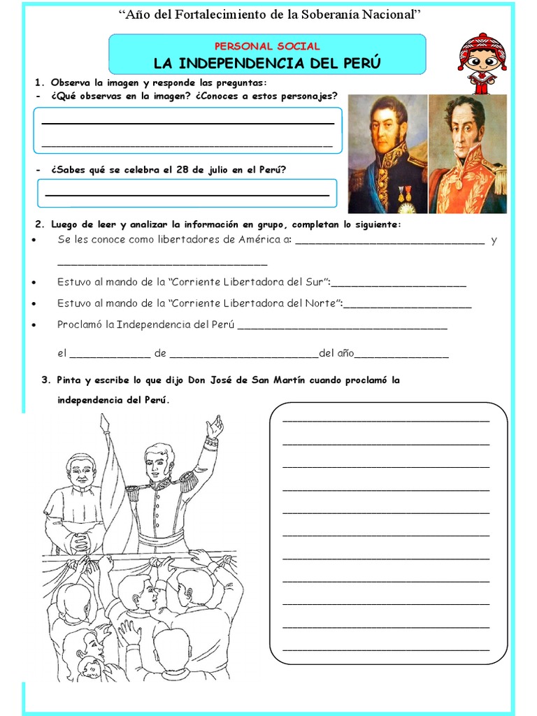 Ficha Proclamación de La Independencia y Simbolos | PDF | Perú