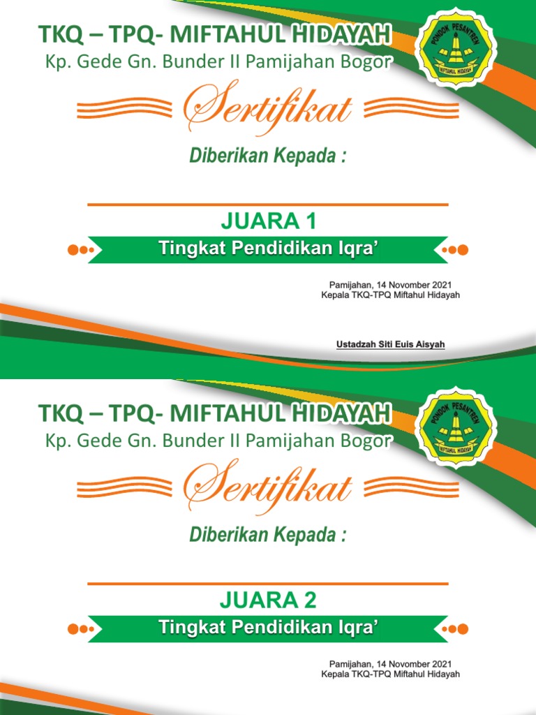 Sertifikat TPQ | PDF