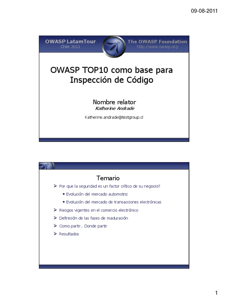 04 OWASP TOP10 Como Base para Inspección de Código | PDF | Mercado (economía) | Comercio electrónico