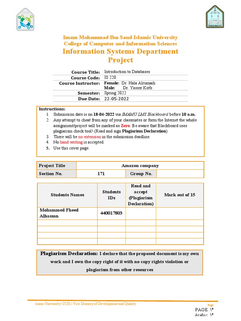 PROJ-IS-IS220-2-22-Project Template | PDF | Relational Database | Databases