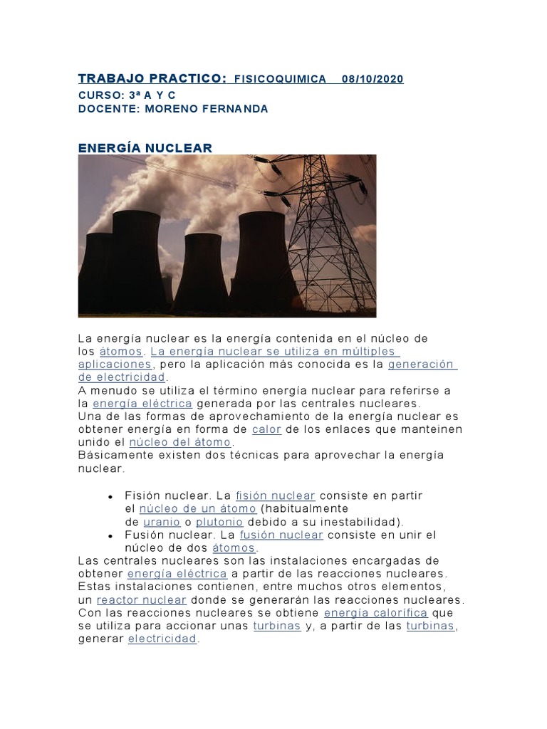 TP Energia Nuclear | PDF | La energía nuclear | Planta de energía nuclear