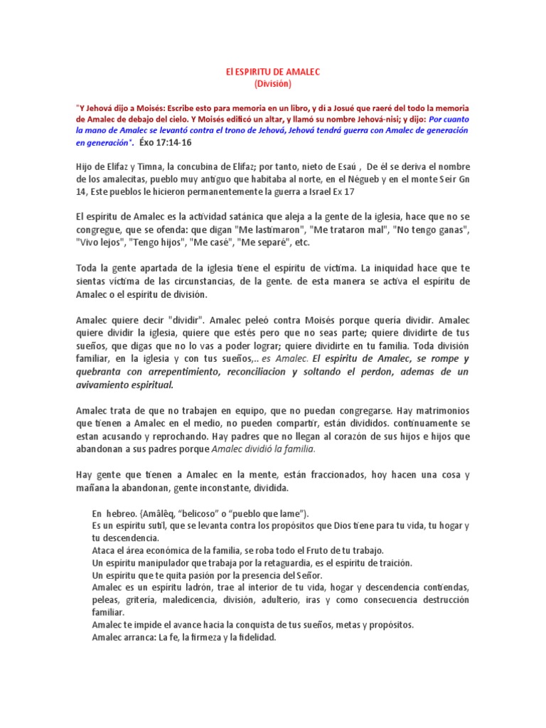 5) El Espiritu de Amalec | PDF | Oración | Jesús