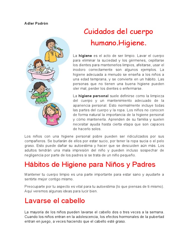 Cuidados Del Cuerpo Humano | PDF | Higiene oral | Lavado de manos