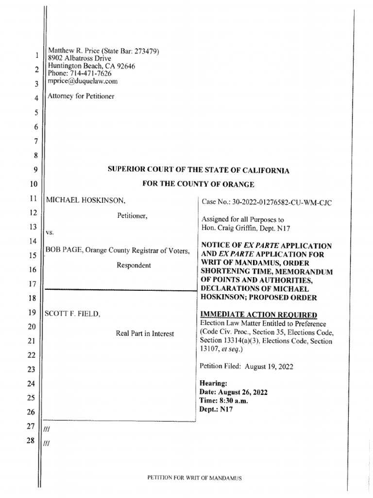 Notice of Ex Parte | PDF