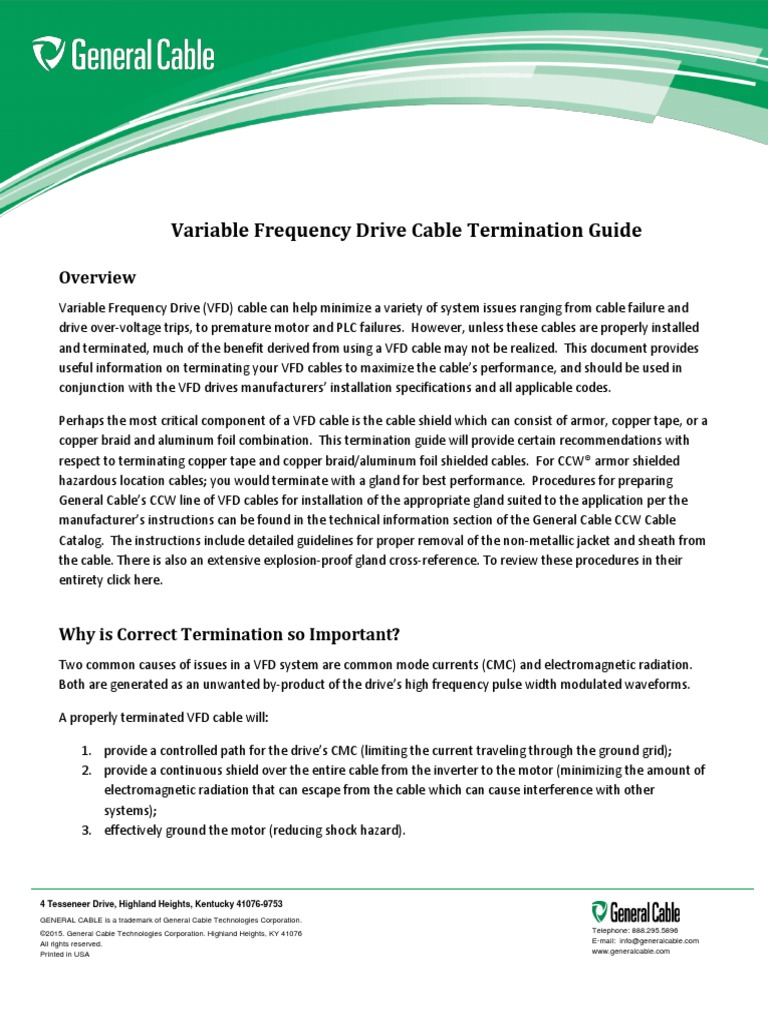 General Cable Variable Frequency Drive Cable Installation Via Termination Guide Final | Download ...