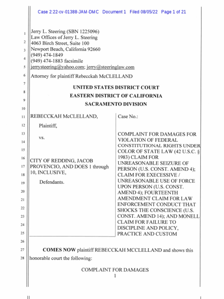 Redding Police Lawsuit Overview | PDF | Technology & Engineering