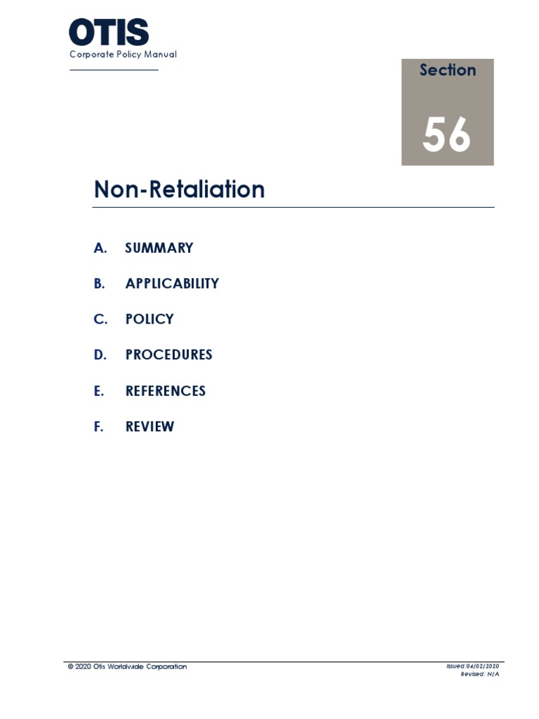 Otis Non-Retaliation Policy Section 56 | PDF | Employment | Government