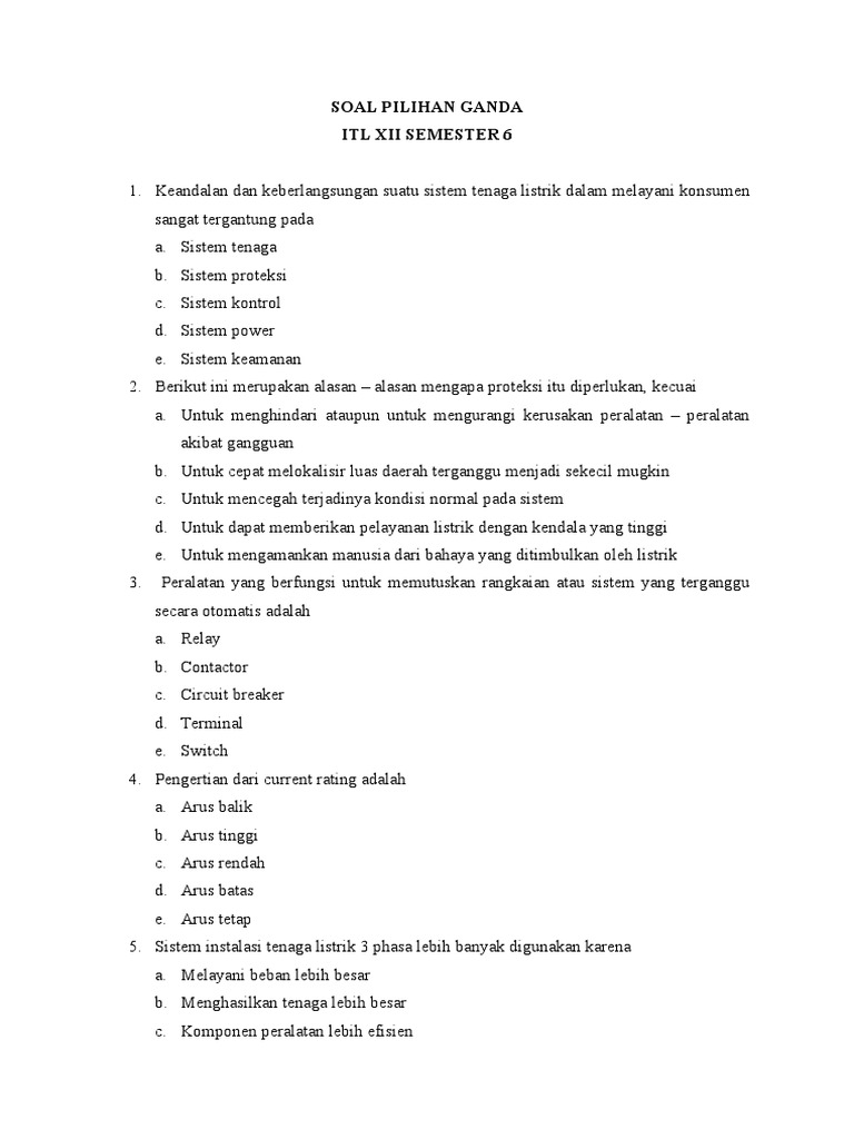SOAL PG ITL SMT 6 | PDF