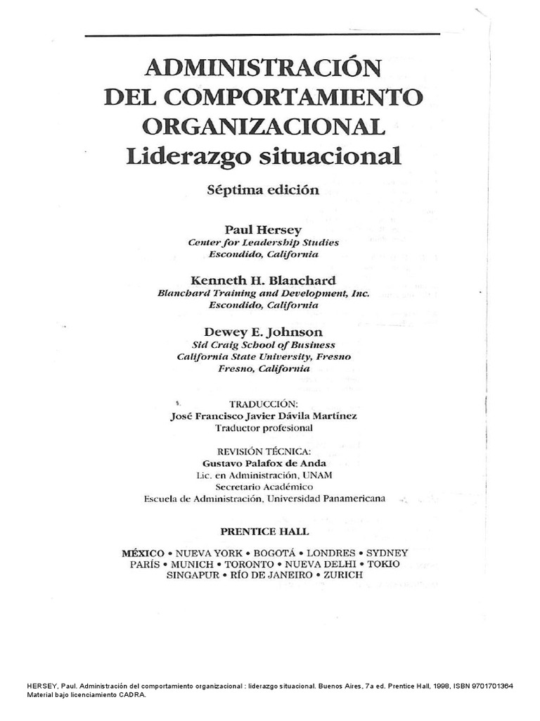 Administración Del Comportamiento Organizacional. Hersey-Cap. 7-8-9 ...