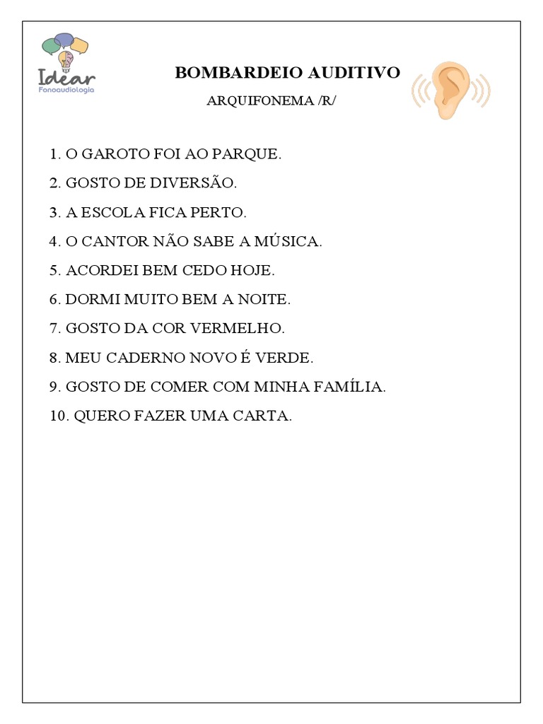 Bombardeio Auditivo Arquifonema R Frases | PDF