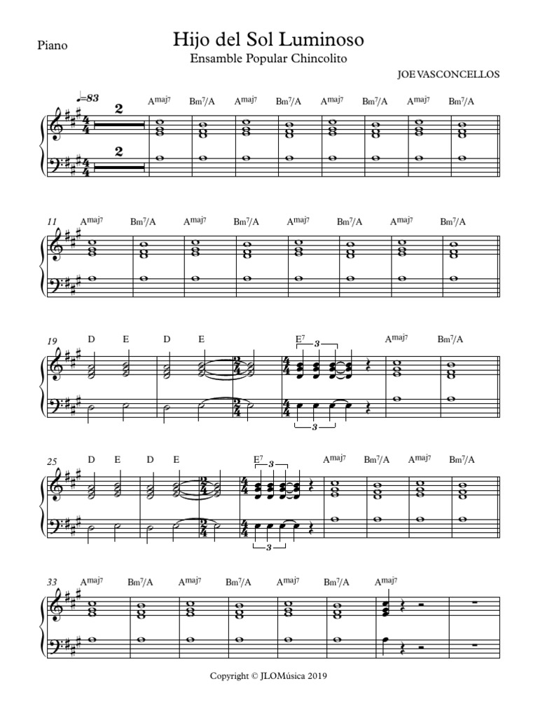 Hijo Del Sol Luminoso - Piano | PDF
