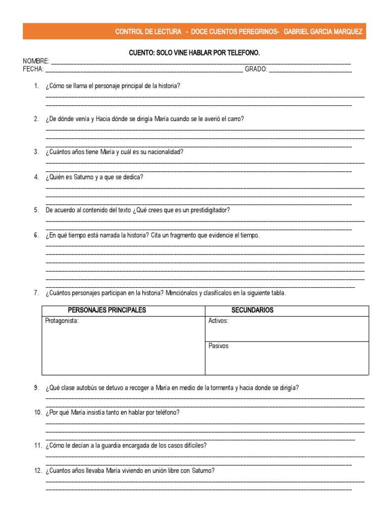 Cuento Solo Vine Hablar Por Telefono | PDF