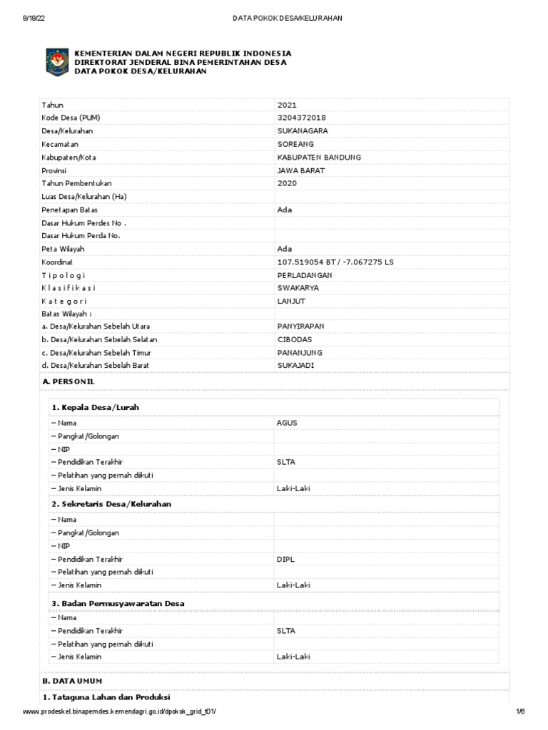 Profil Desa Sukanagara 2 | PDF