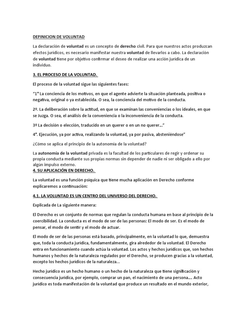 Definición de Voluntad | PDF | Comportamiento | Justicia