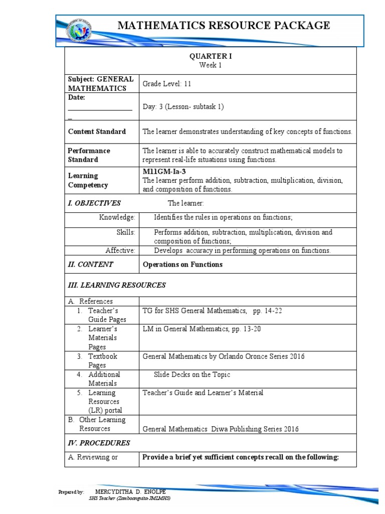 Week 1. Day 3 (Lesson 3-Subtask 1) | PDF | Function (Mathematics ...