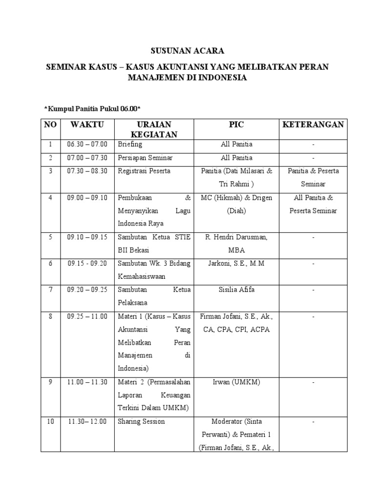 SUSUNAN ACARA Terbaru | PDF