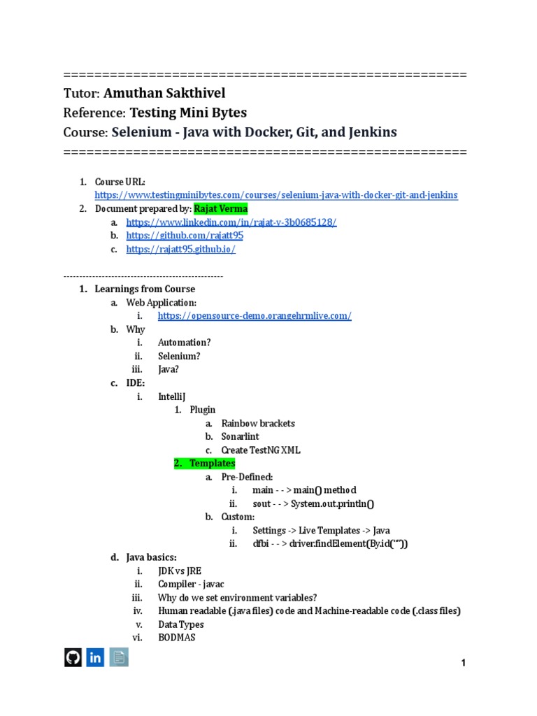 Tmb Selenium Java With Docker Git And Jenkins Pdf Inheritance Object Oriented