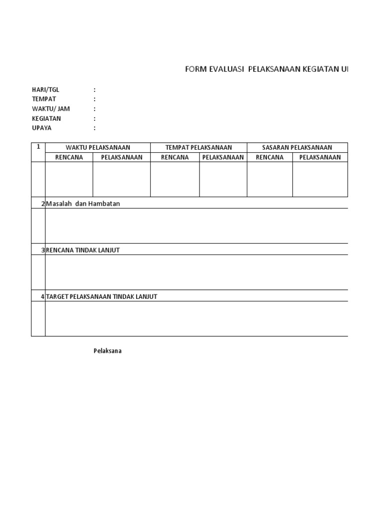 Form Evaluasi Pelaksanaan Kegiatan UKM 2022 | PDF