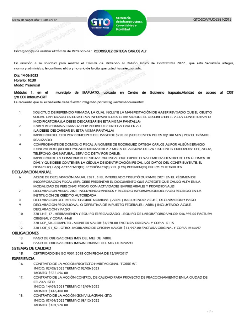 Requisitos 2281 | PDF