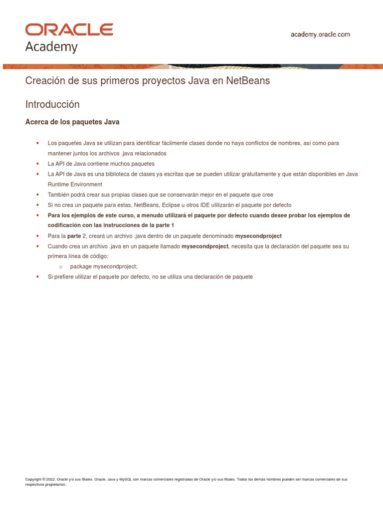 Create Your First Java Program in NetBeans - Esp | PDF | Java (lenguaje ...
