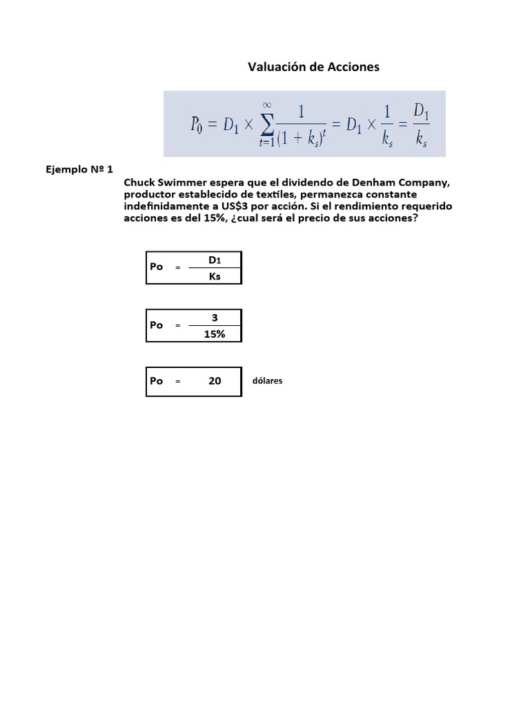 Ejercicios de Valuación de Acciones | PDF | Compartir (Finanzas) | Mercado (economía)