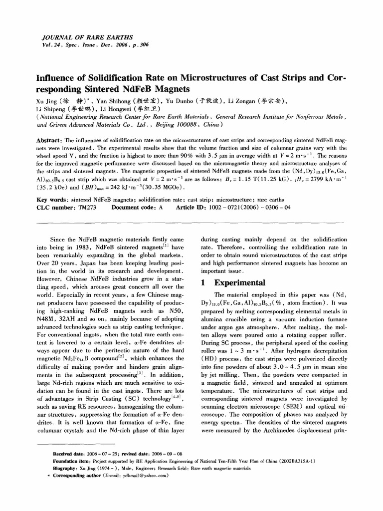 2006jing - JRE - Influence of Solidification Rate On Microstructures of Cast Strips and ...