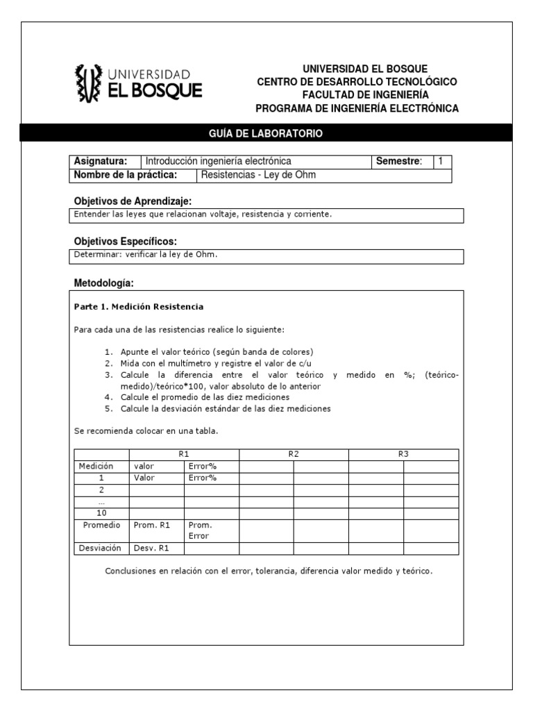 01 Guía Laboratorio Ley De Ohm Pdf Electromagnetismo Electricidad 2063