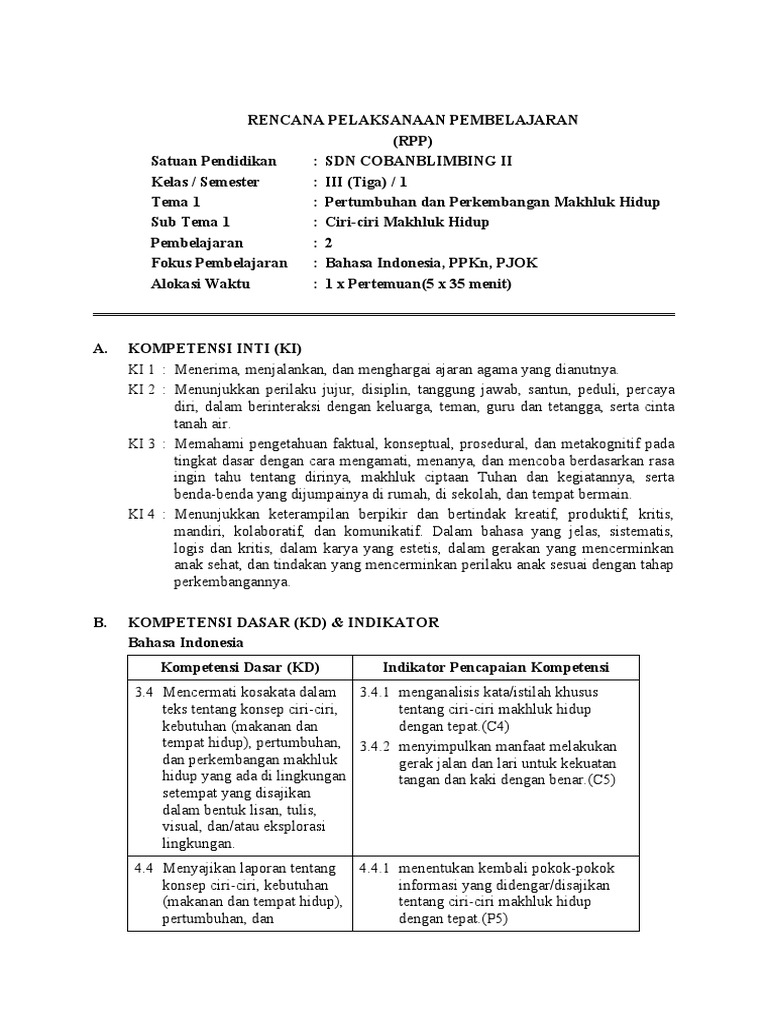 RPP RENCANA AKSI-2 Kls 3 | PDF