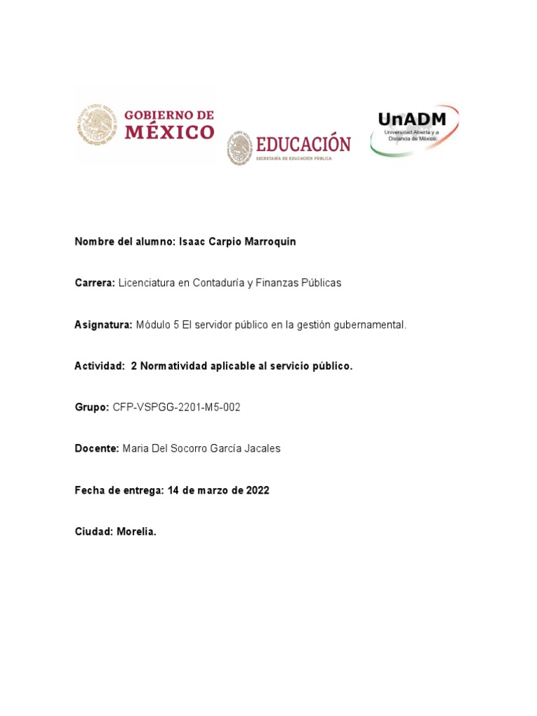 M5 U1 A2 ISCM Ensayo | PDF | Servicio Civil | El proceso de destitución