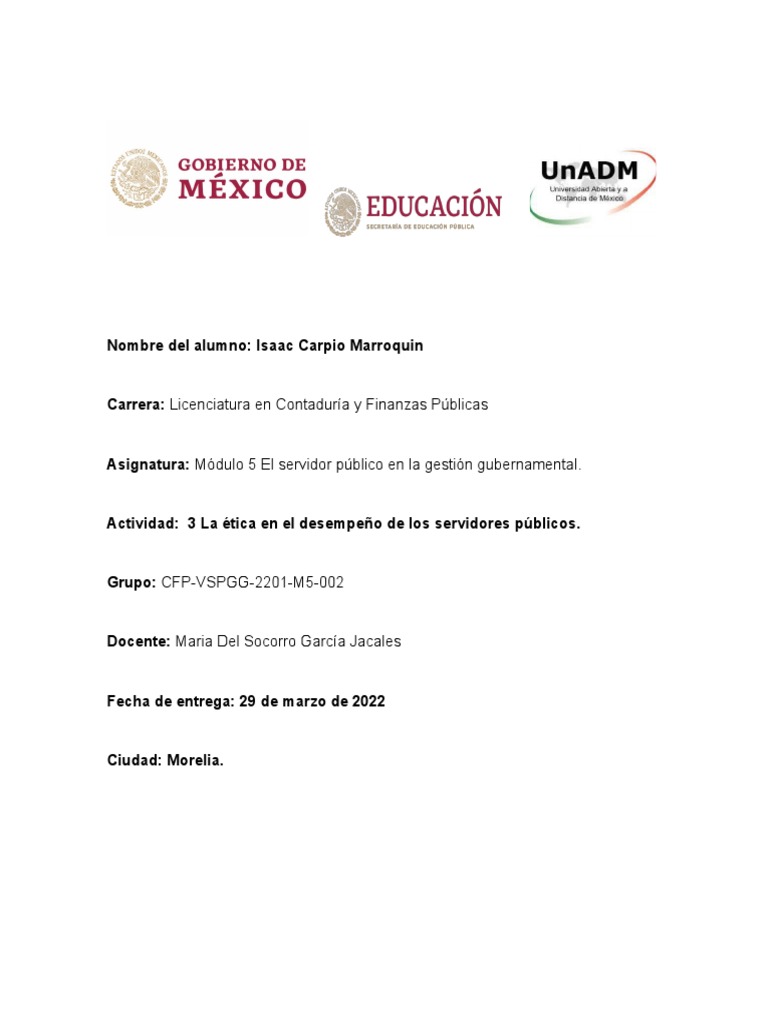 M5 U2 A3 ISCM Reporte | PDF | Instituciones sociales
