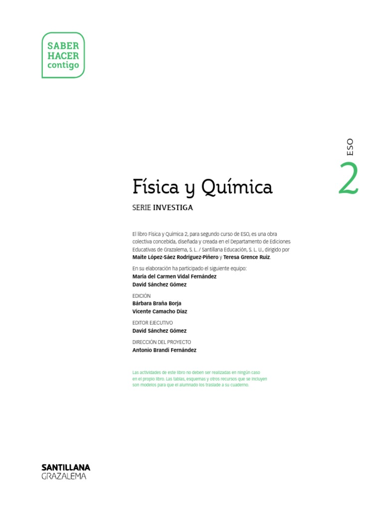 Libro Física y Química 2 ESO Santillana | PDF | Pantalla de cristal ...