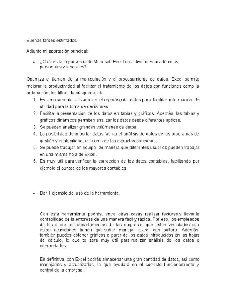 Foro 1 - Ofimatica II | PDF | Microsoft Excel | Contabilidad