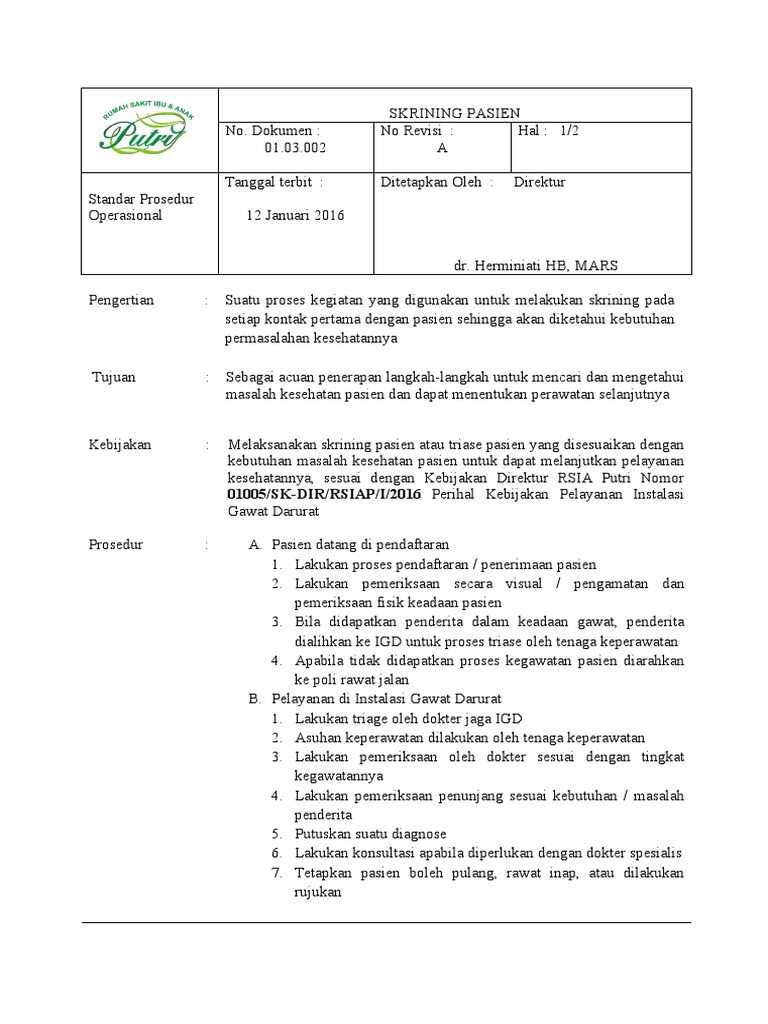 SPO Skrining Pasien | PDF