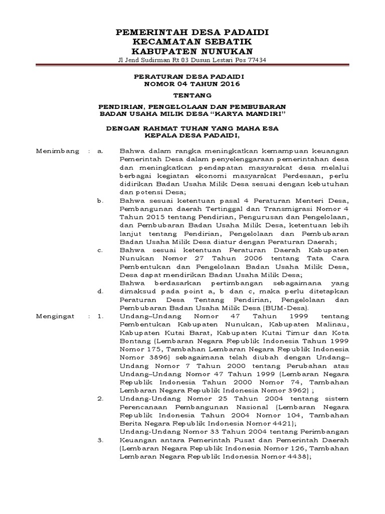 Perdes Padaidi-Bumdesa | PDF