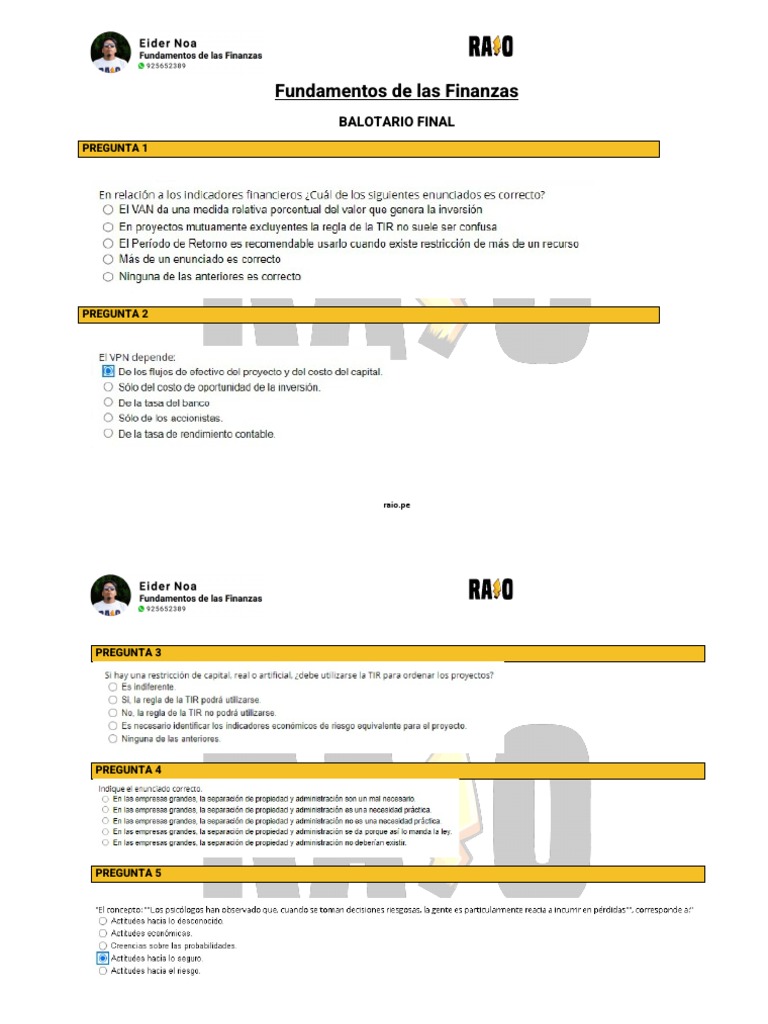 Raio Fijas Balotario Vip Funda Fi Final 2022 | PDF