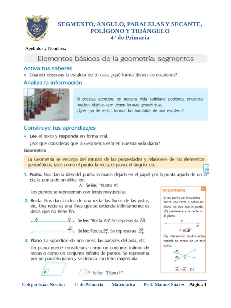 Prim 4 Segmento, Ángulo, Paralelas y Secante, Polígono y Triángulo ...
