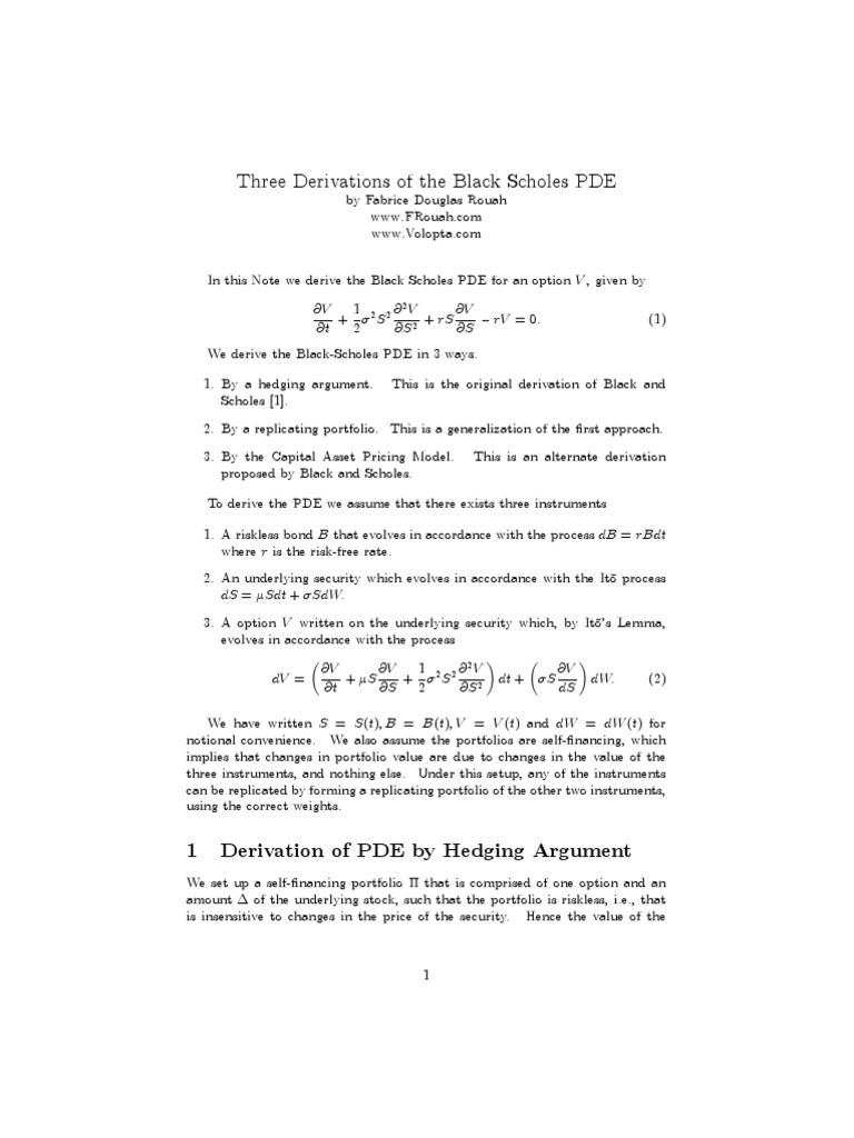 Black Scholes PDE | PDF | Black–Scholes Model | Capital Asset Pricing Model