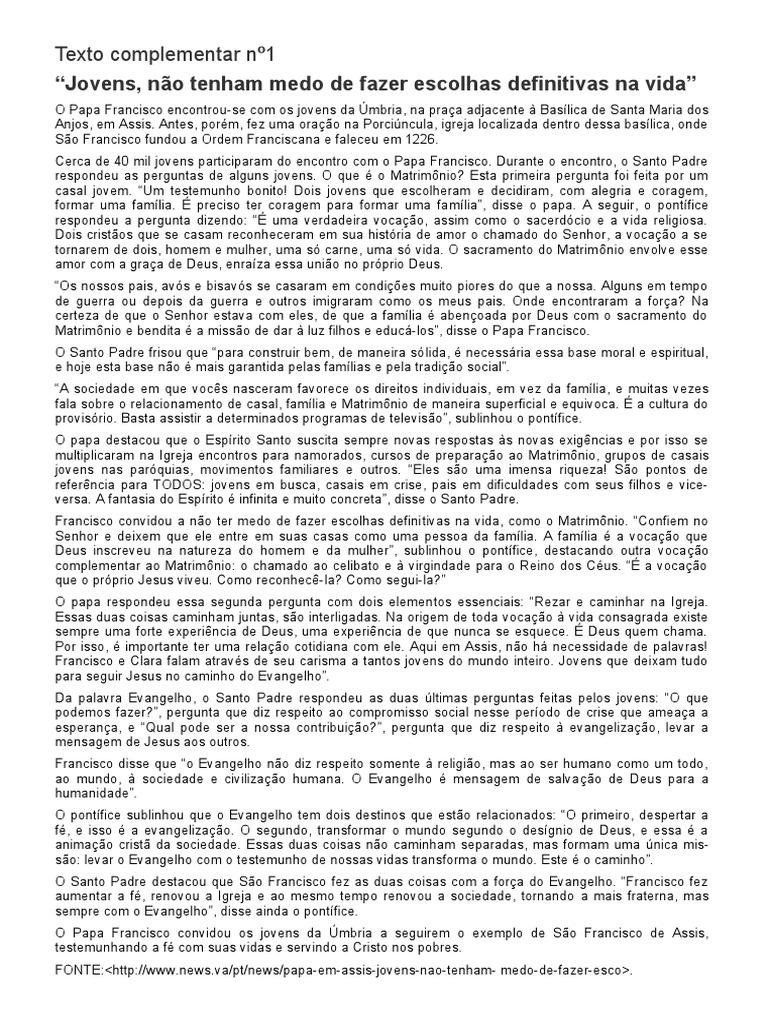 Epvm Textos Complementares 2 | PDF | Oração | Papa