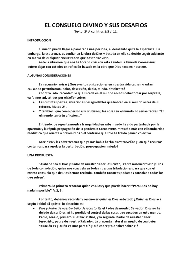 Consuelo Divino en Tiempos Difíciles | PDF | Cristo (título) | Dios